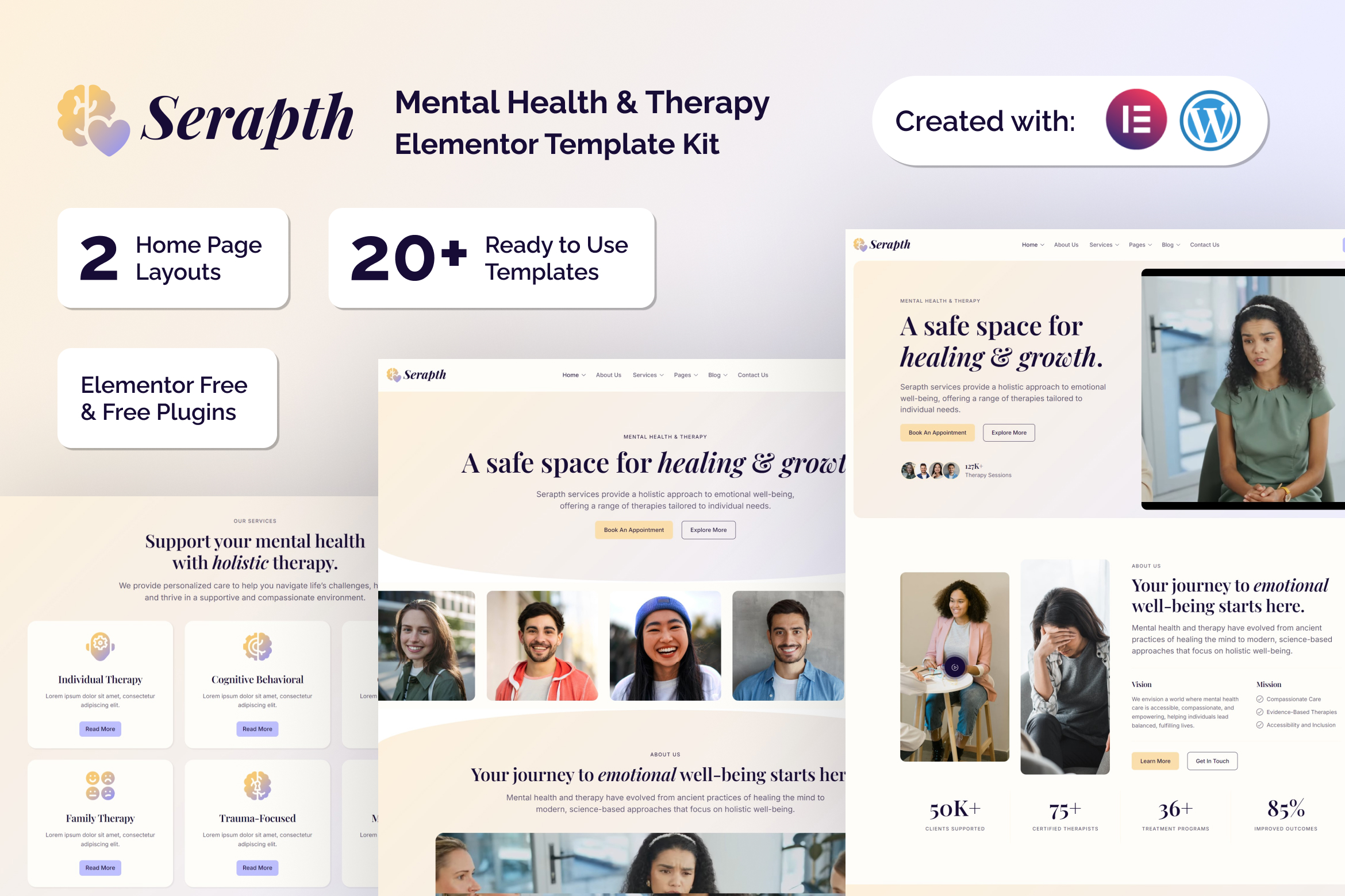 Serapth - Mental Health & Therapy Elementor Template Kit by emjecreative