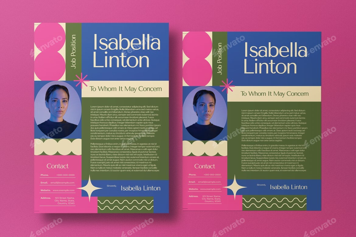 Pink Colorblock Resume US Letter, Print Templates | GraphicRiver