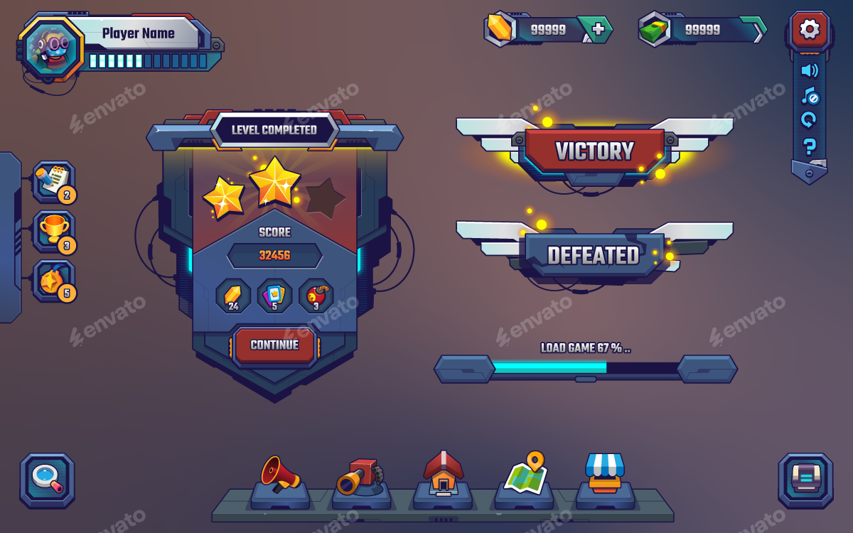 Cyber Theme UI, Game Assets | GraphicRiver