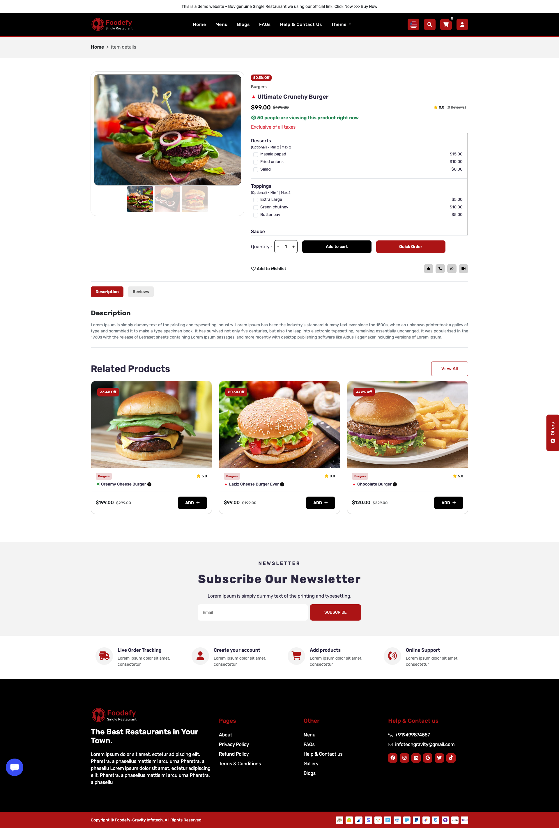 Foodefy - Single Restaurant Online Food Ordering Laravel Website ...