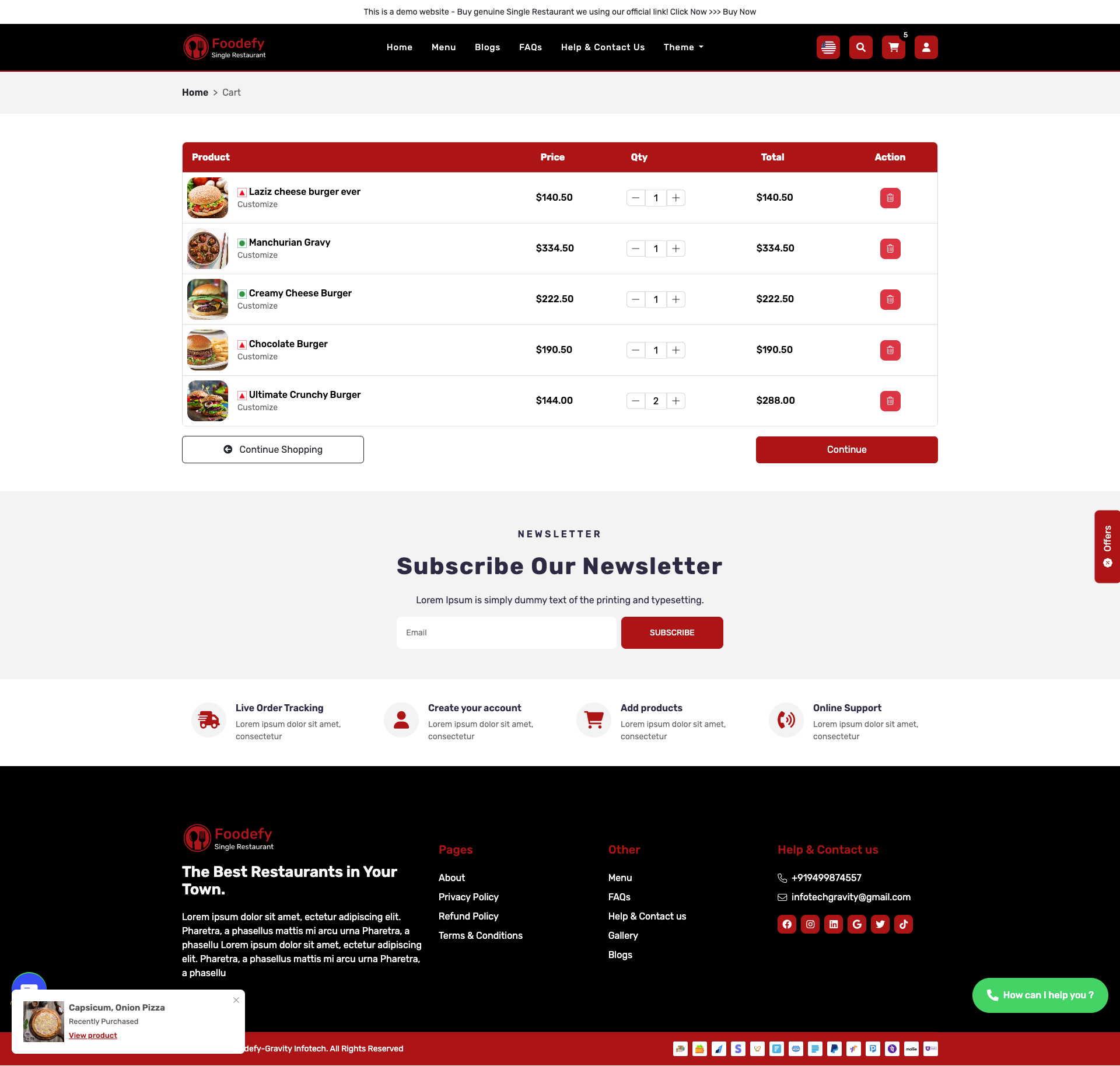 Foodefy - Single Restaurant Online Food Ordering Laravel Website ...