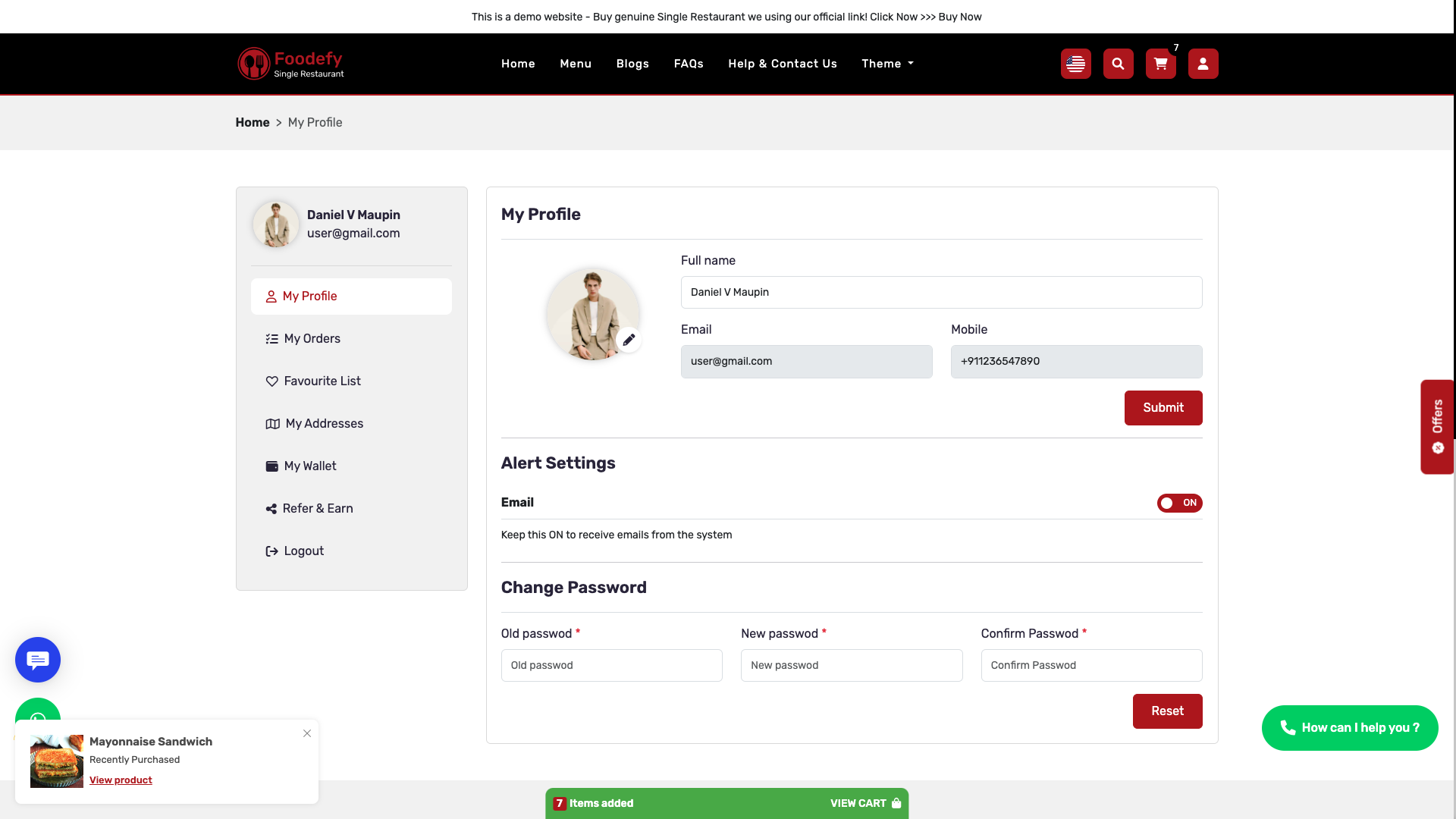 Foodefy - Single Restaurant Online Food Ordering Laravel Website ...