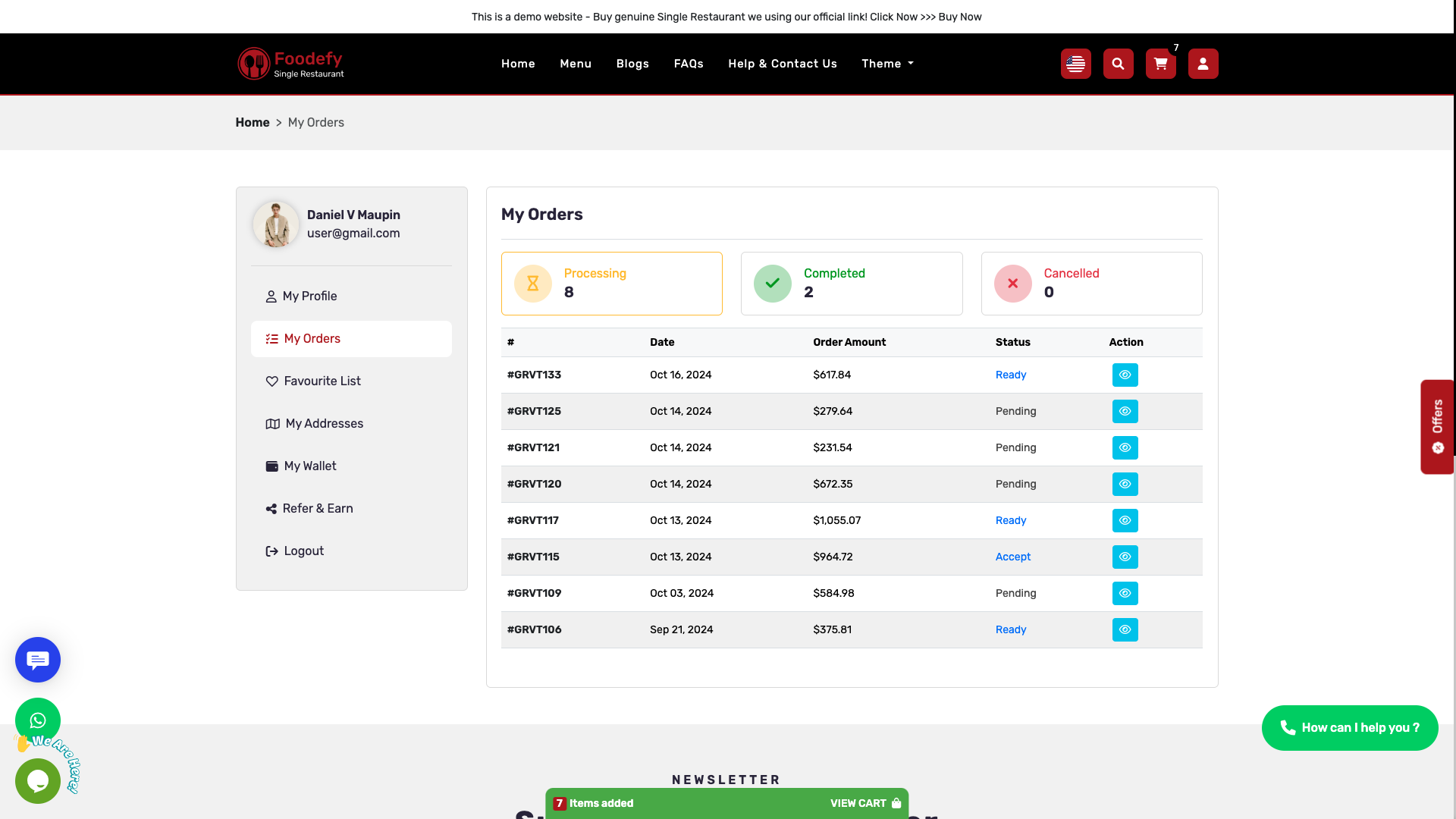 Foodefy - Single Restaurant Online Food Ordering Laravel Website ...