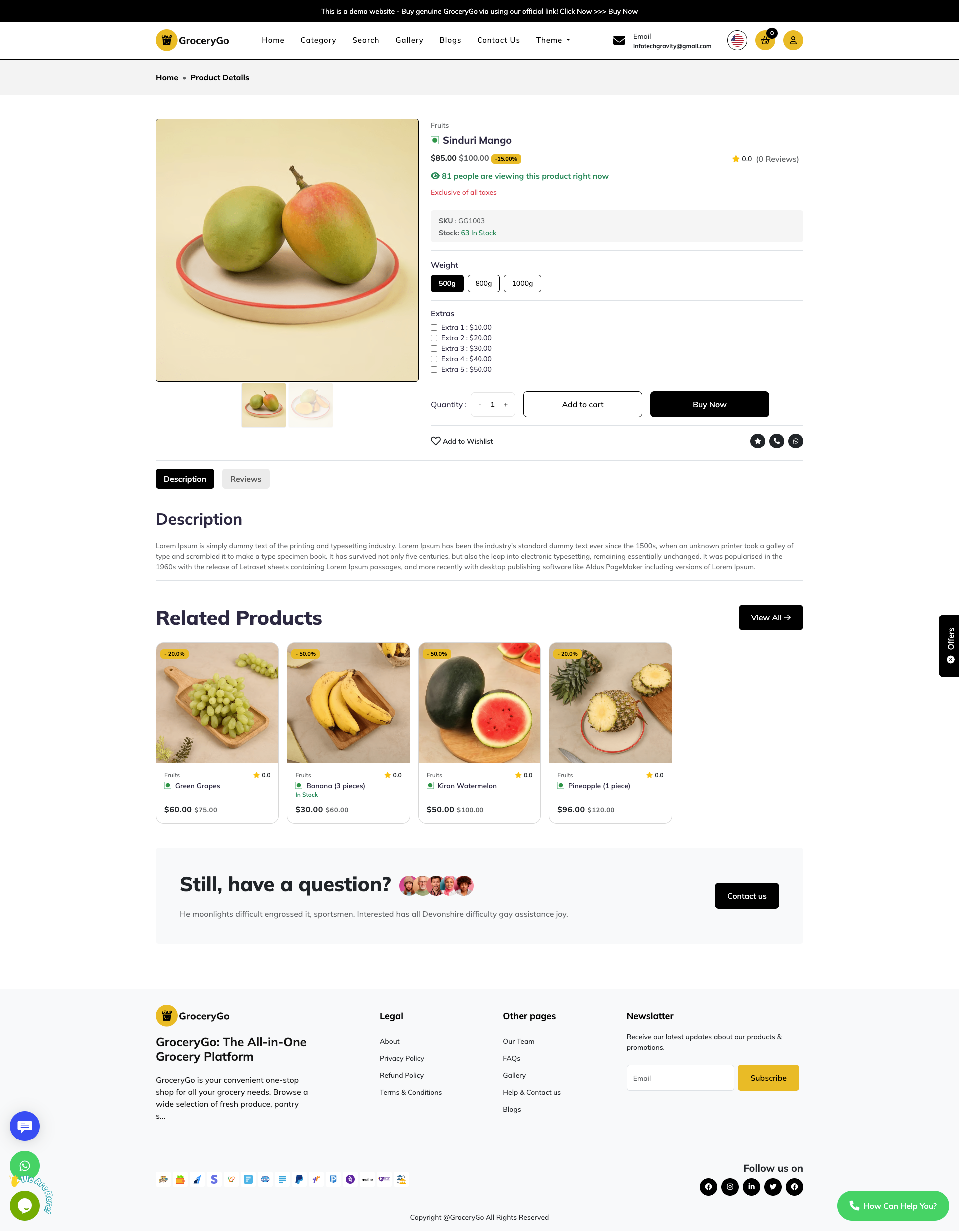 GroceryGo - Single Vendor Online Grocery Store Laravel Website Platform ...