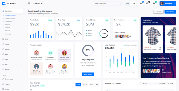 Worldnic - Node Js Admin & Dashboard Template by dexignlabs | ThemeForest