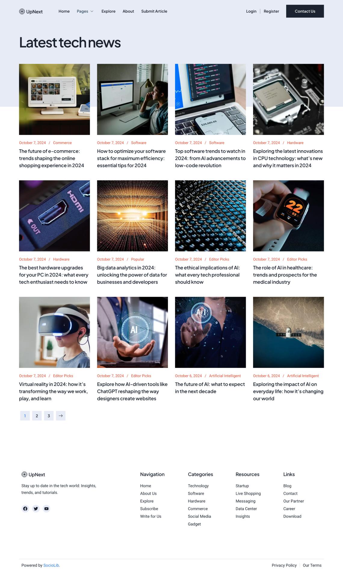 UpNext - Technology Blog & Magazine Elementor Template Kit by sociolib
