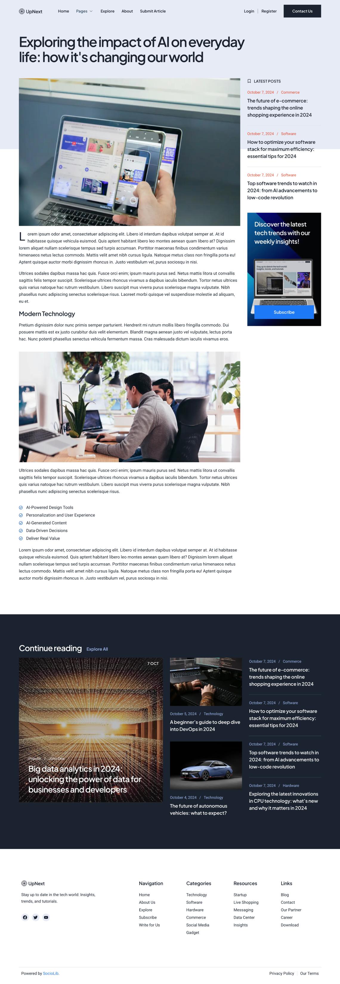 UpNext - Technology Blog & Magazine Elementor Template Kit by sociolib
