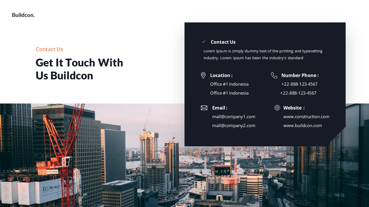 Buildcon - Construction PowerPoint Template, Presentation Templates