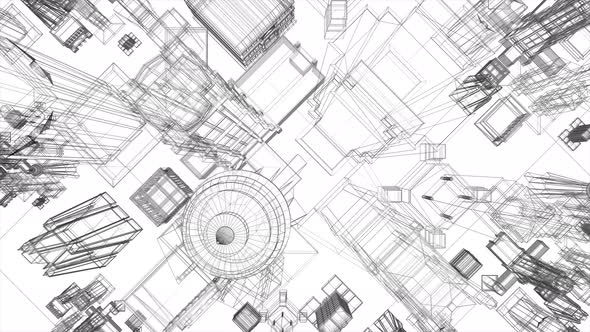 Diving Into Wireframe City Blueprint, Motion Graphics | VideoHive