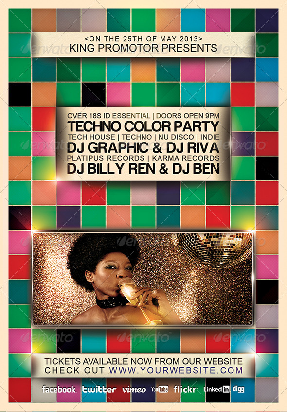 Techno Color Flyer, Print Templates | GraphicRiver