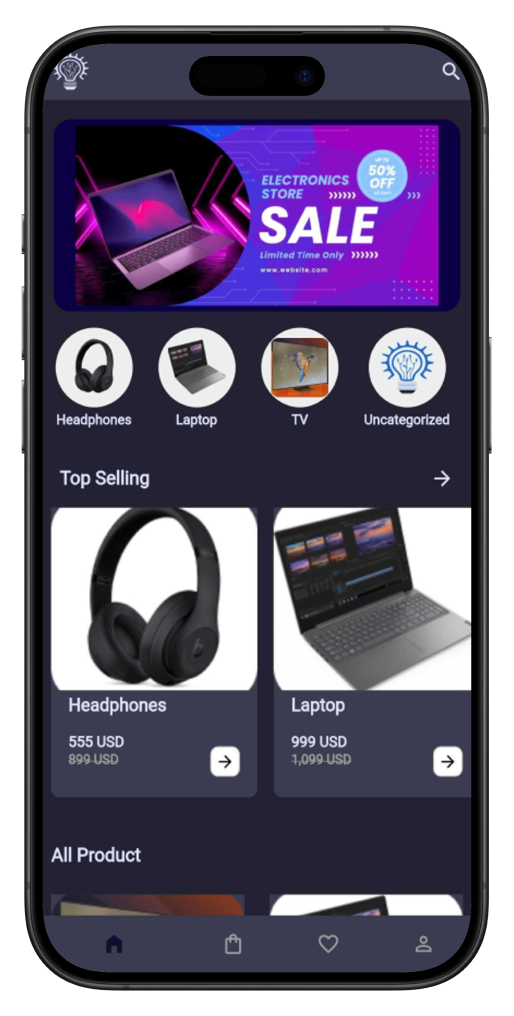 Elextore -Woocommerce Electronic items Estore Full Flutter Application by flutterwp