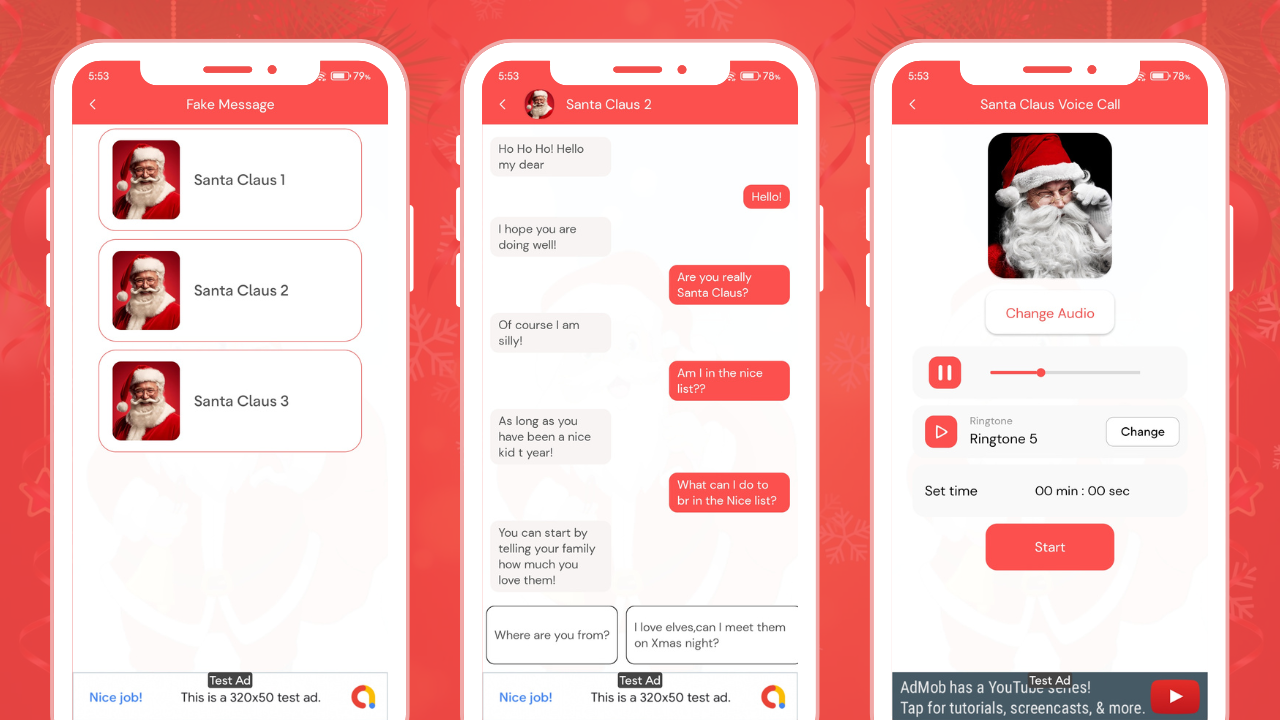 Santa Claus Voice Video Call with AdMob Ads Android by MJAppsStudio
