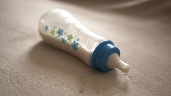 Close Up of a Baby Bottle Dripping Milk, Stock Footage | VideoHive