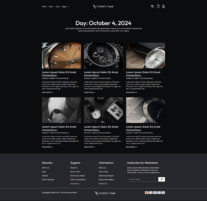 Turnstime - Modern Hand Watch Shop eCommerce Elementor Pro Template Kit ...