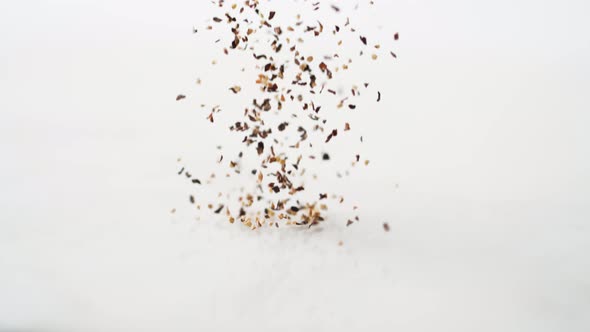 Ground black pepper sprinkled. Slow Motion., Stock Footage | VideoHive