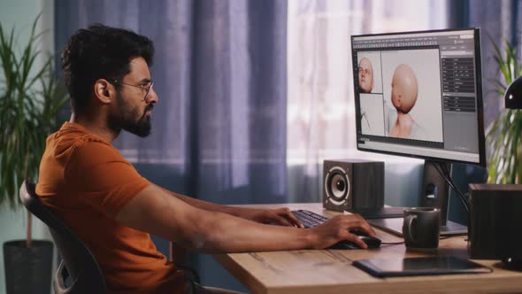 Indian Content Creator Creating Videogame Character, Stock Footage