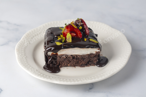 Strawberry chocolate cake. Also known as crying cake or crying pie ...