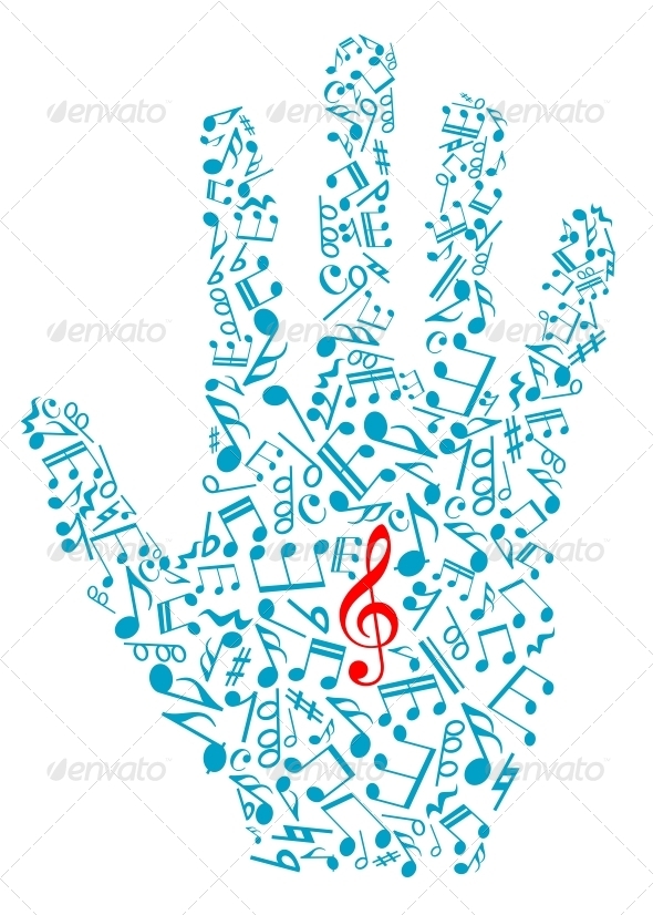 Human Hand with Musical Notes by seamartini | GraphicRiver