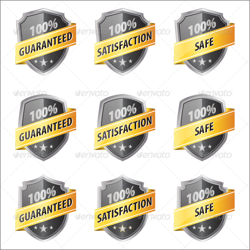 9 Guaranteed, Satisfaction and Safe Shields, Web Elements | GraphicRiver