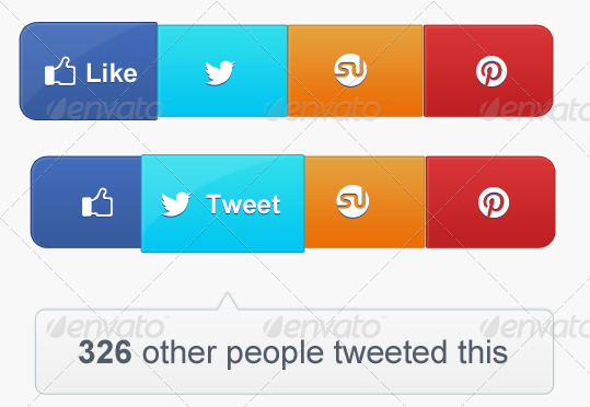 Social Sharing Buttons, Web Elements | GraphicRiver