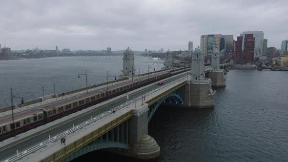 Tracking of Subway Red Line Train Passing on Longfellow Bridge Over ...
