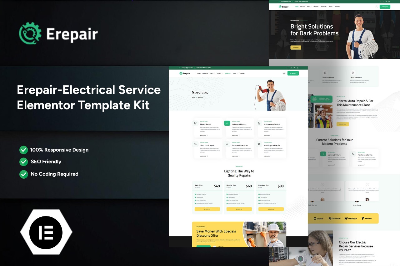 Erepair - Electrical Service Elementor Template Kit by weblayout | ThemeForest