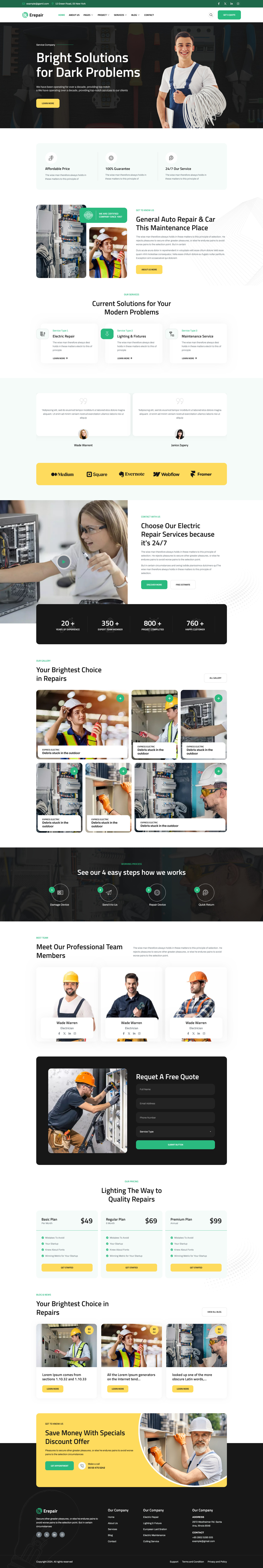 Erepair - Electrical Service Elementor Template Kit by weblayout | ThemeForest