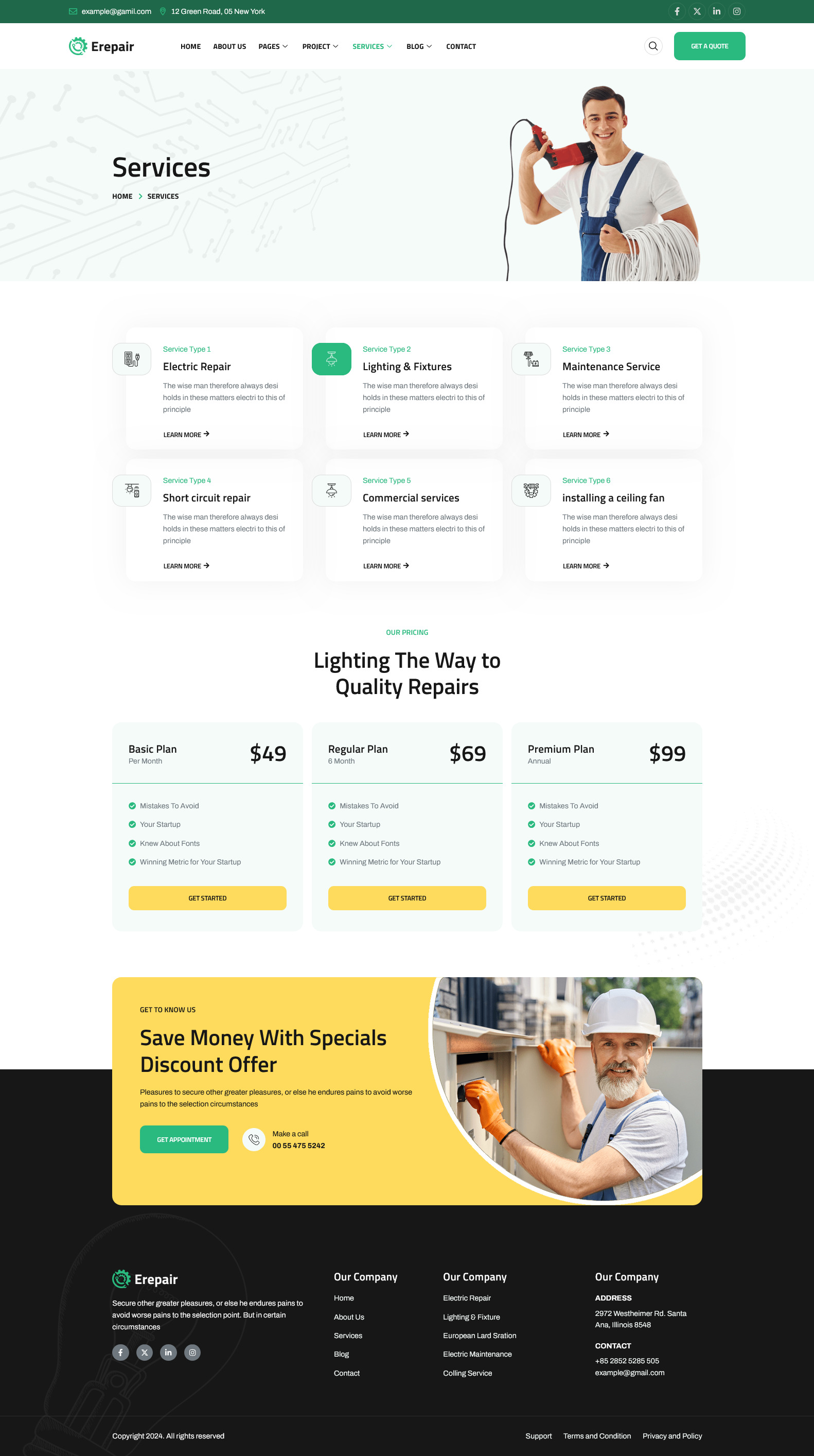 Erepair - Electrical Service Elementor Template Kit by weblayout | ThemeForest