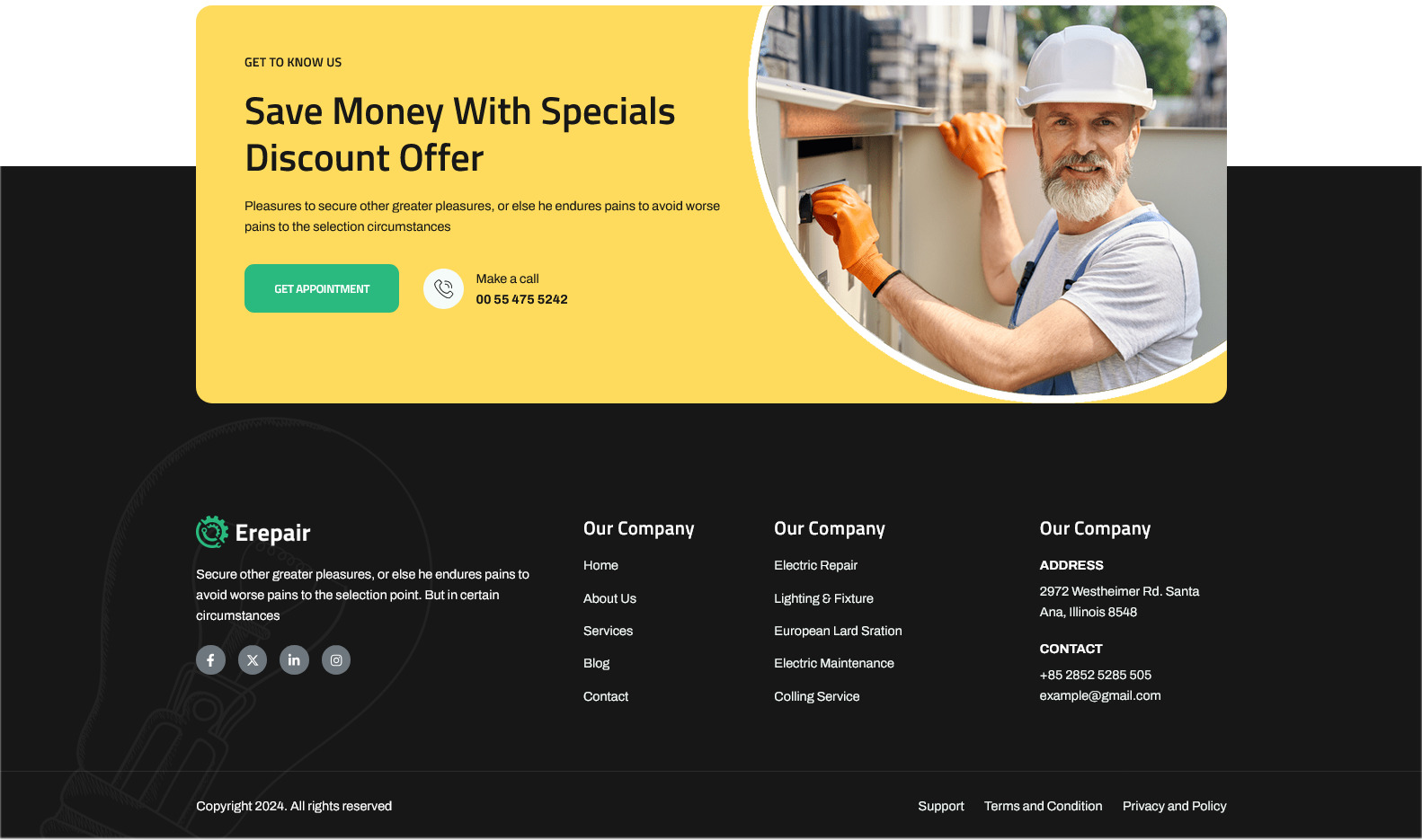 Erepair - Electrical Service Elementor Template Kit by weblayout | ThemeForest