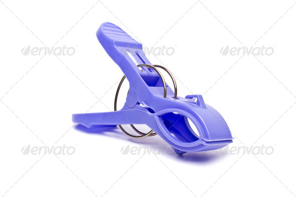 plastic clothes pin on a white background Stock Photo by ozaiachin