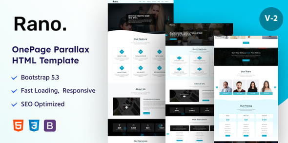 Rano | One Page Parallax HTML Template by theme-village | ThemeForest