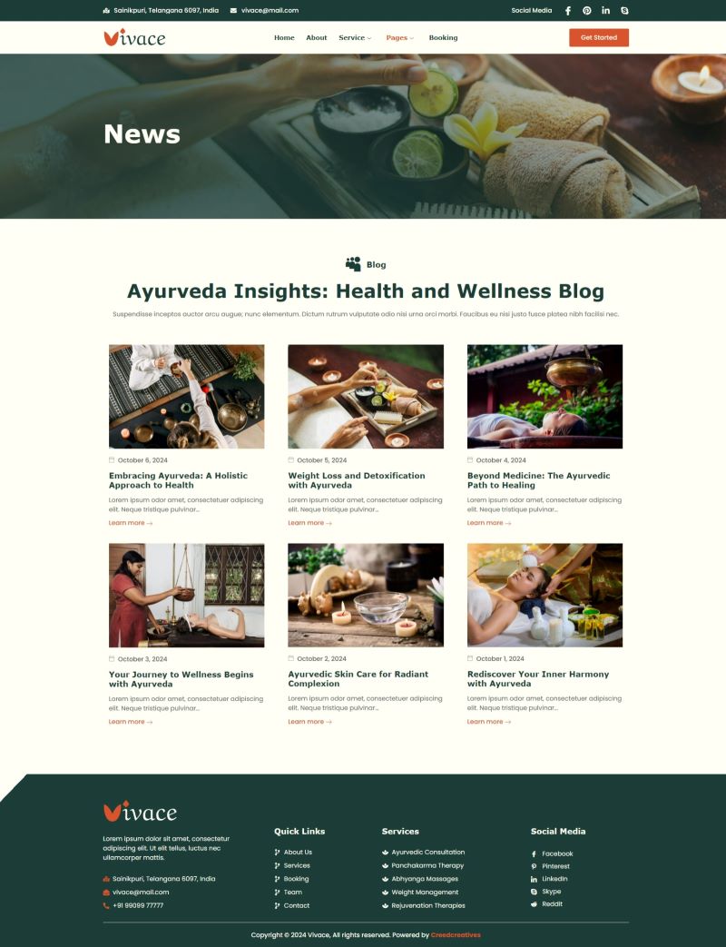 Vivace - Ayurveda Treatment Elementor Template Kit by creedcreatives