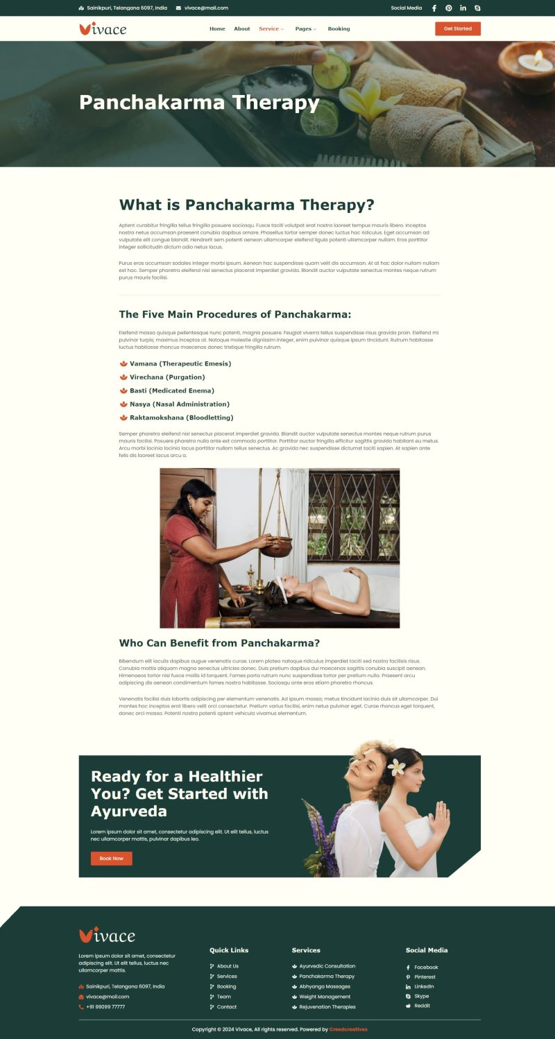 Vivace - Ayurveda Treatment Elementor Template Kit by creedcreatives