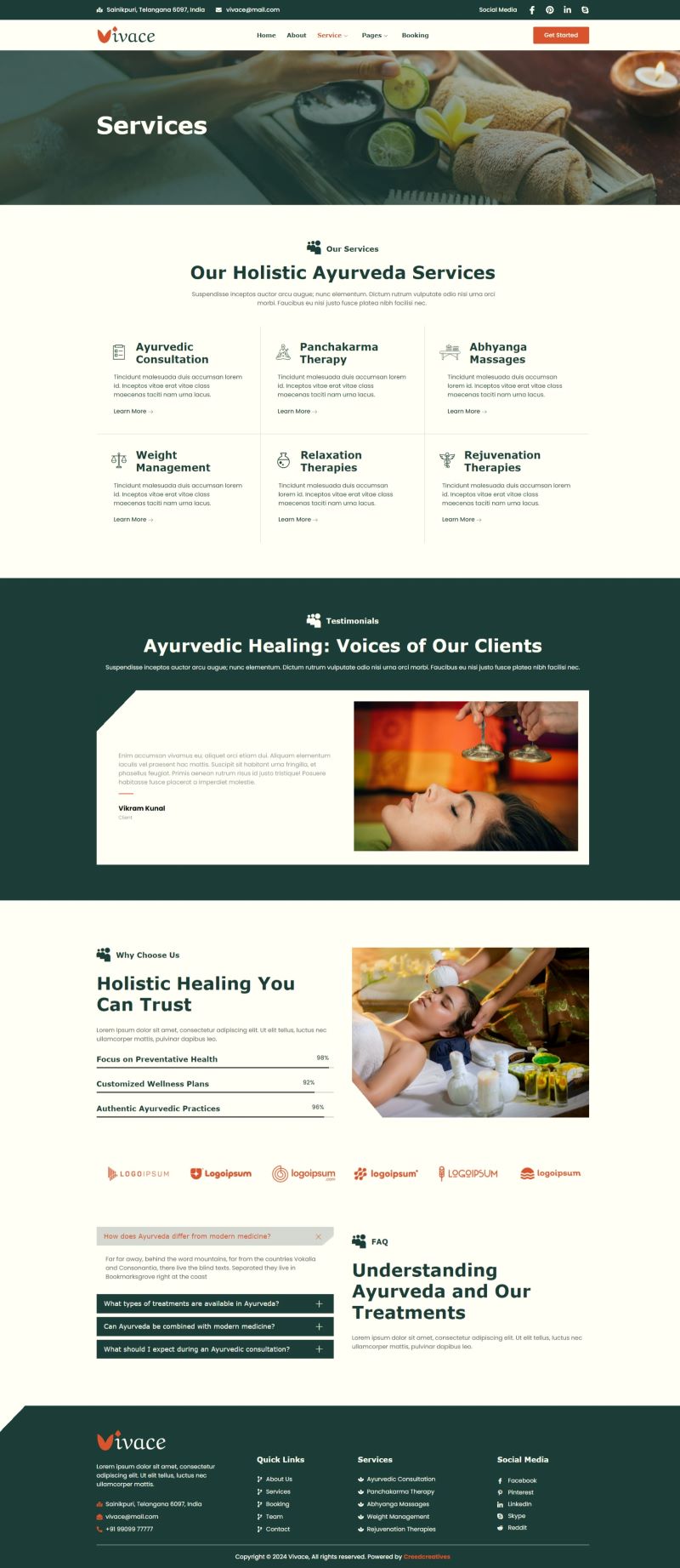Vivace - Ayurveda Treatment Elementor Template Kit by creedcreatives