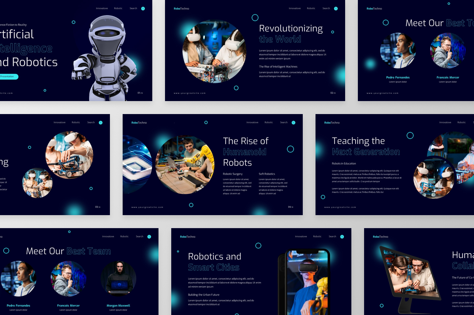 Artificial Intelligence Techno PowerPoint Template, Presentation Templates