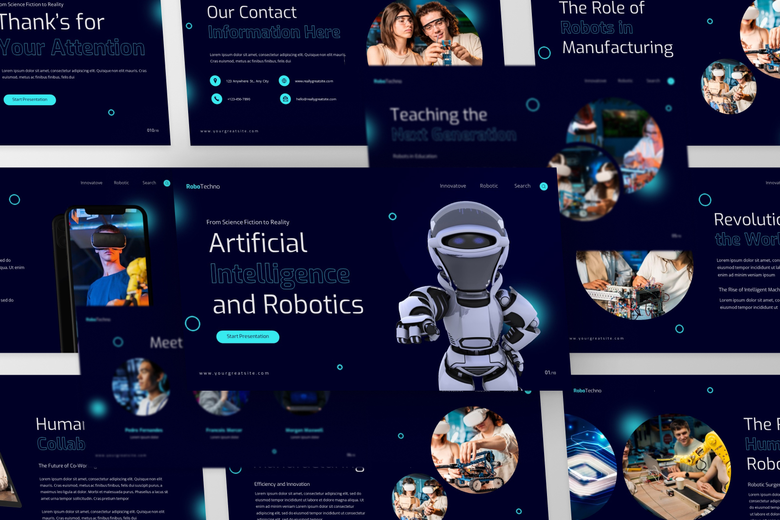 Artificial Intelligence Techno PowerPoint Template, Presentation Templates