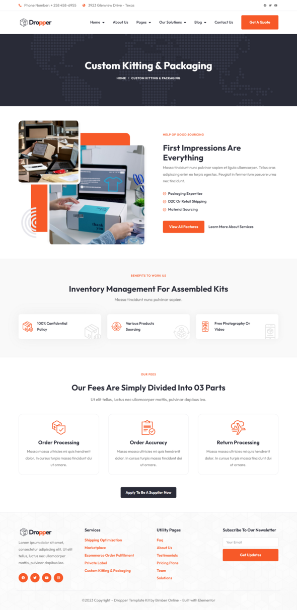 Dropper - Dropshipping & Logistic Elementor Pro Template Kit by ...
