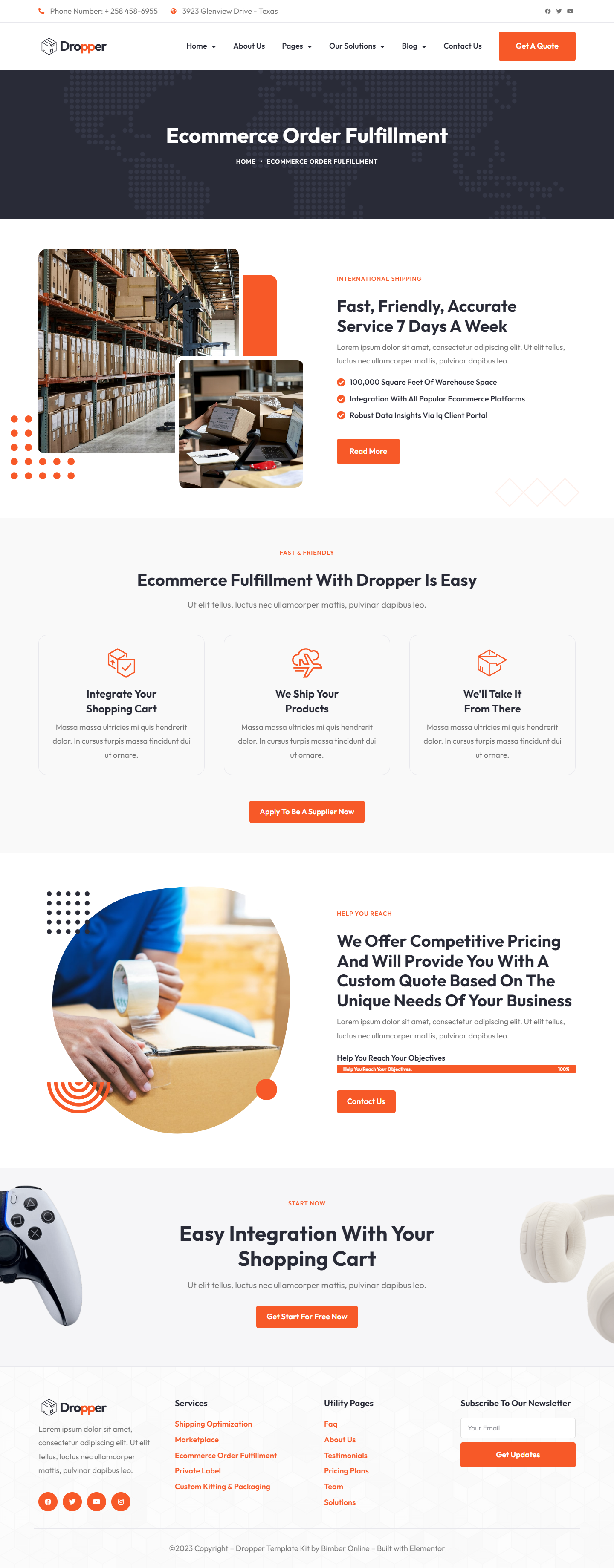 Dropper - Dropshipping & Logistic Elementor Pro Template Kit by TemplateUp-Pro