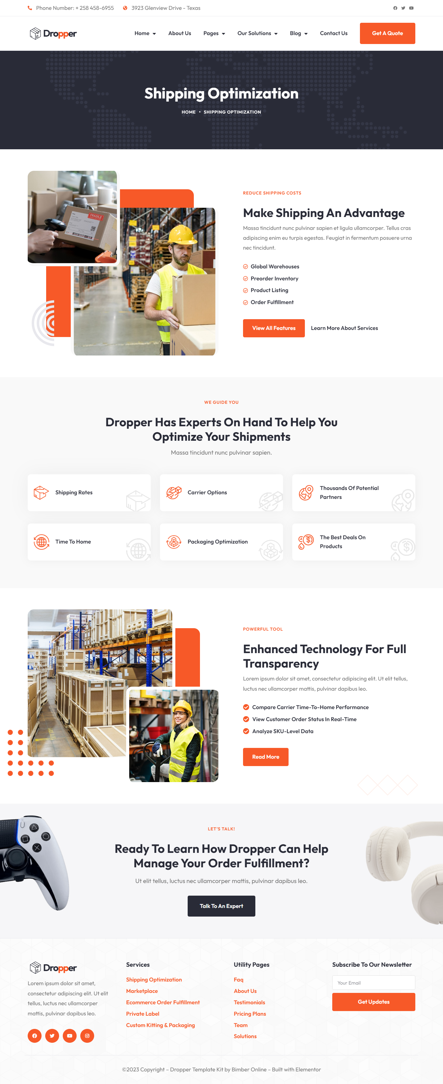 Dropper - Dropshipping & Logistic Elementor Pro Template Kit by ...