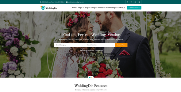 WeddingDir - Directory & Listing WordPress Theme for Vendor / Supplier by wp-organic