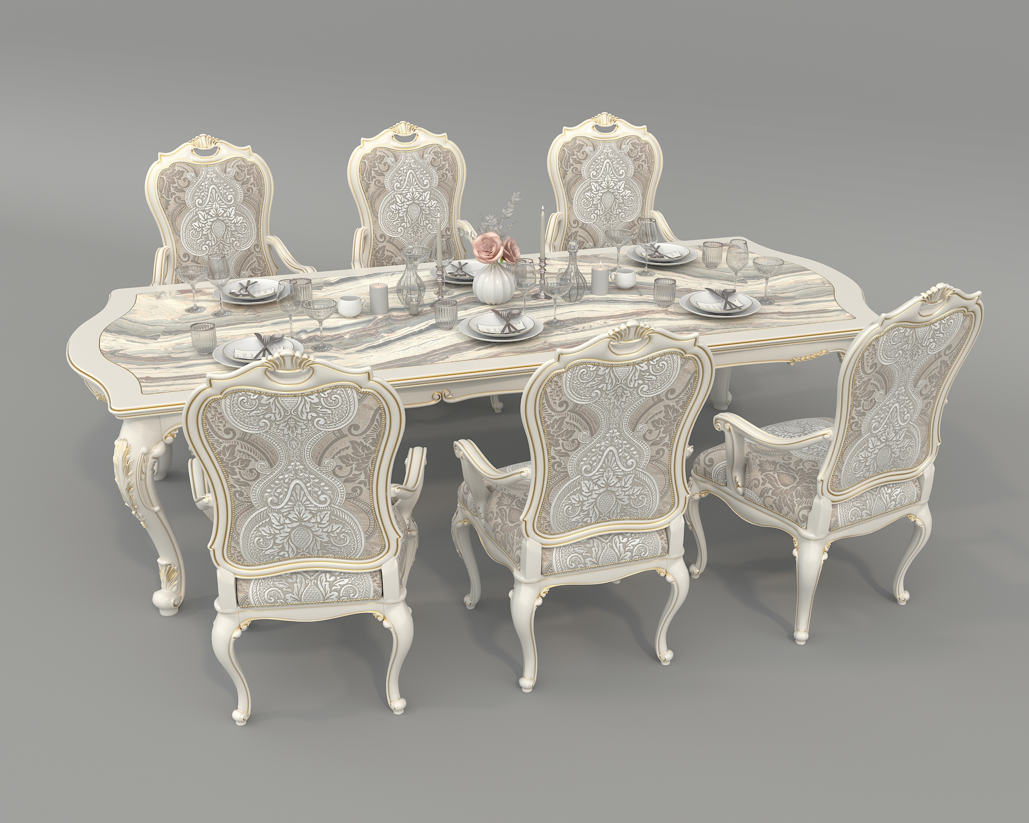 Classic European style Dining Table and Chairs 52 by nhattuankts | 3DOcean