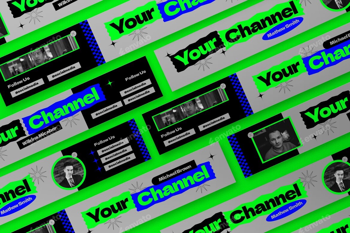 Black Modern Alternative Youtube Banner, Web Elements | GraphicRiver