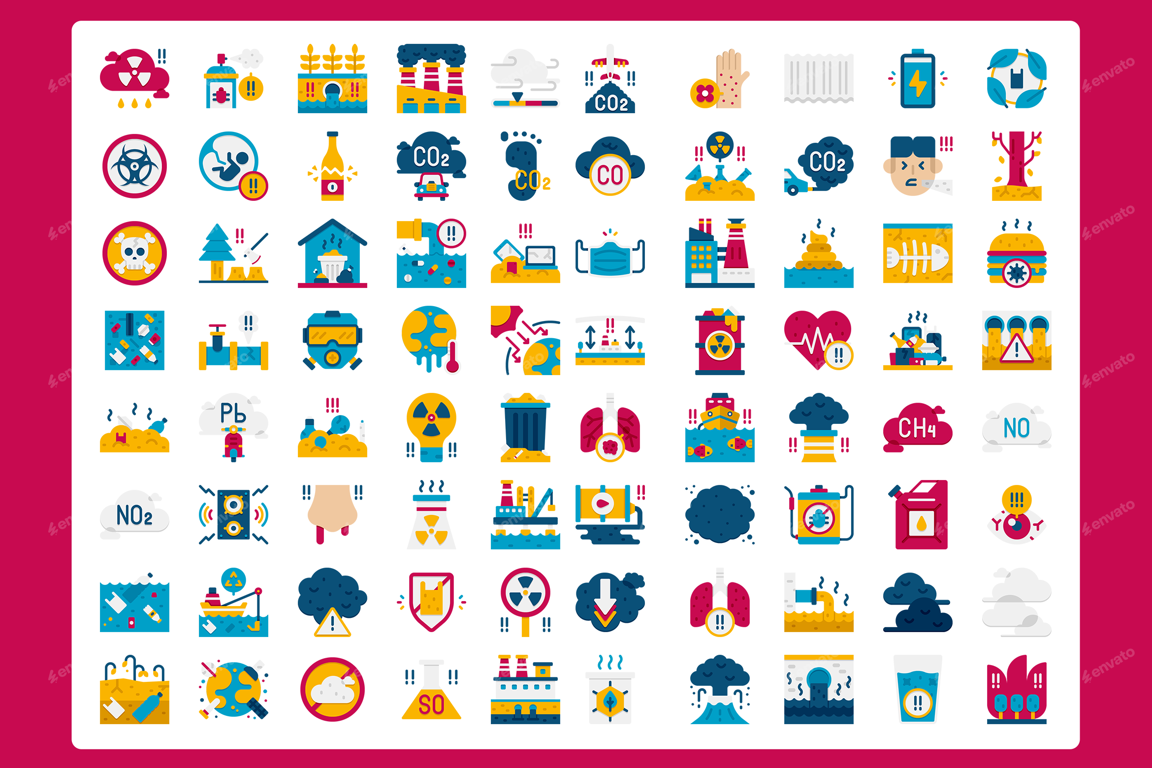 80 Pollution Icons, Icons | GraphicRiver