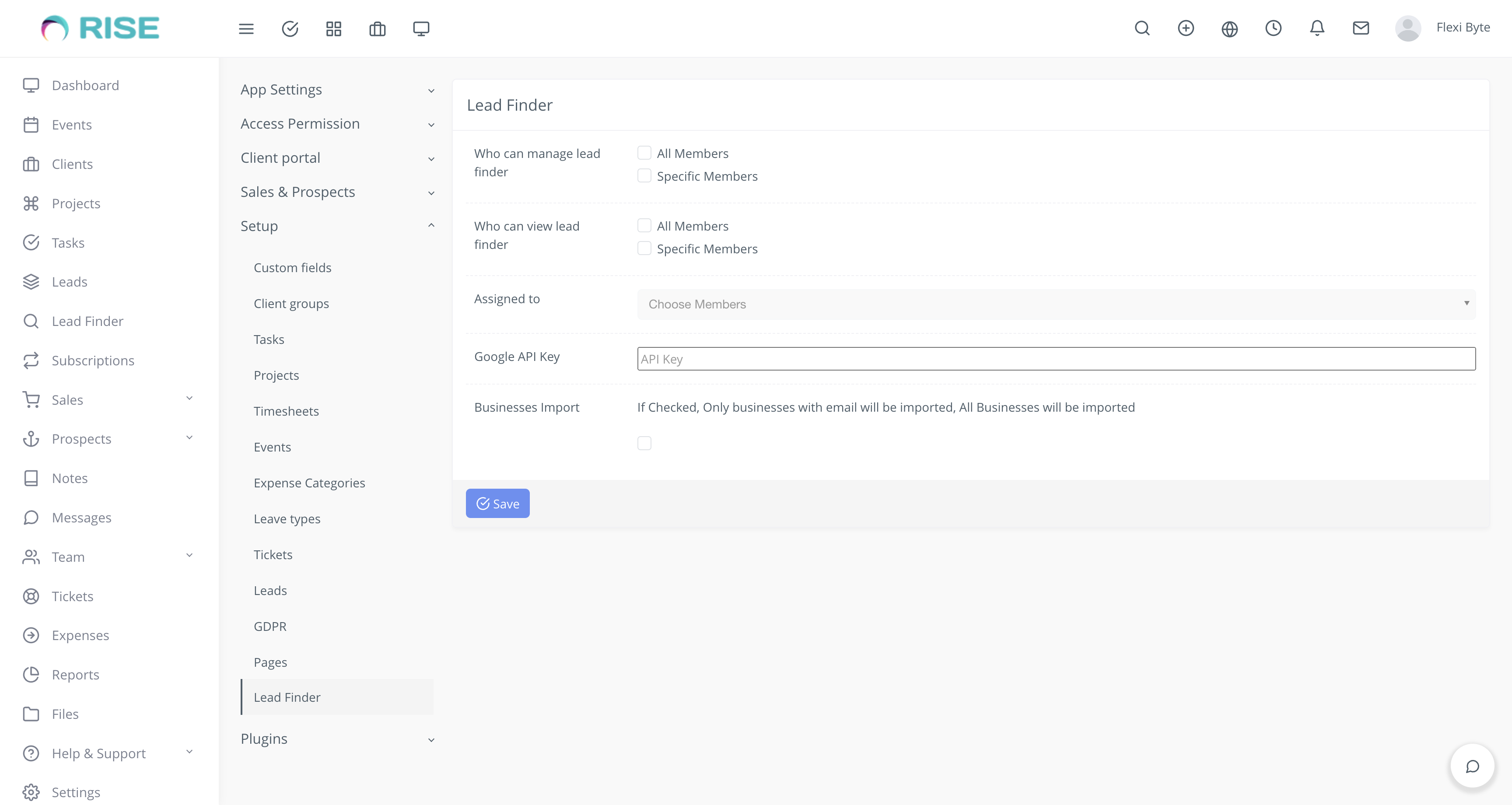 Google Lead Finder for RISE CRM by flexibyte88 | CodeCanyon