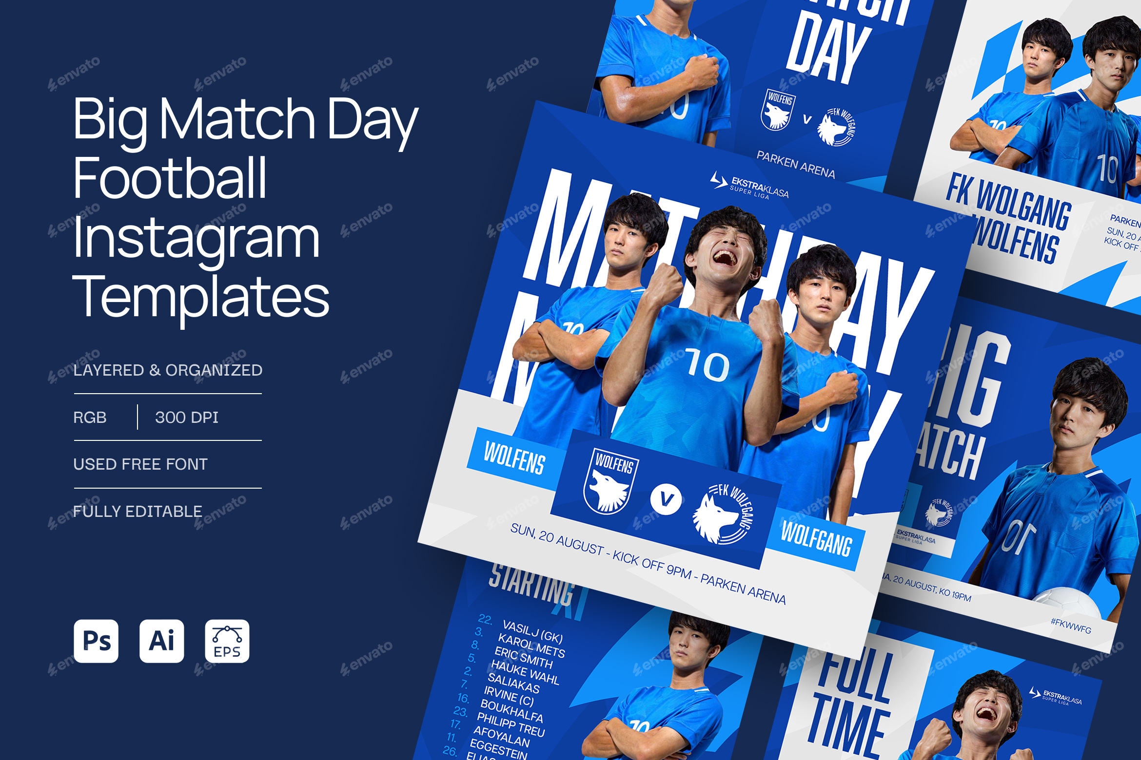 Big Match Day Football Instagram Templates, Web Elements | GraphicRiver