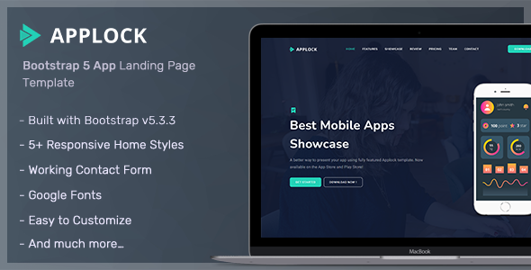 Applock - Responsive App Landing Page Template by themesdesign ...