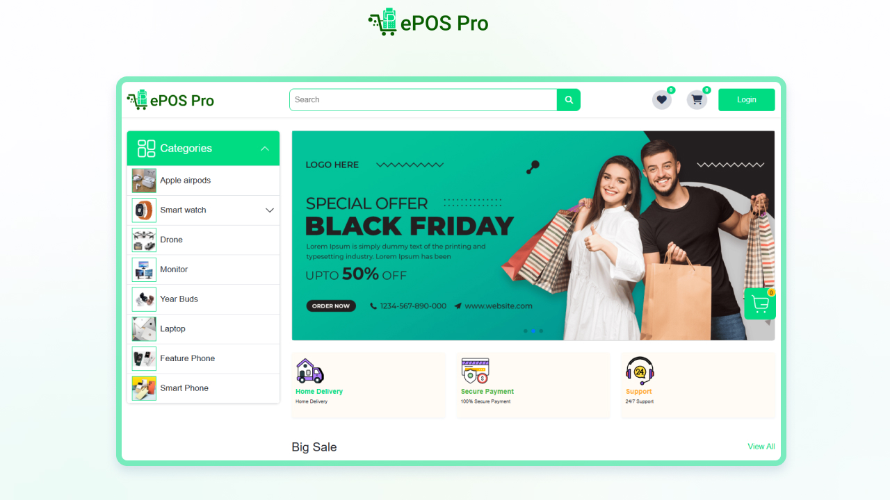 ePOS Pro - POS, HRM & Accounting with eCommerce Solution by razinsoft