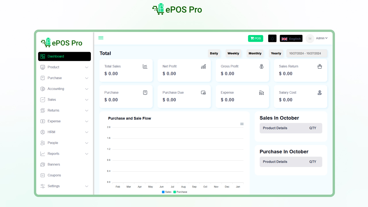 ePOS Pro - POS, HRM & Accounting with eCommerce Solution by razinsoft
