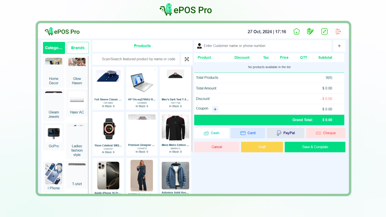 ePOS Pro - POS, HRM & Accounting with eCommerce Solution by razinsoft