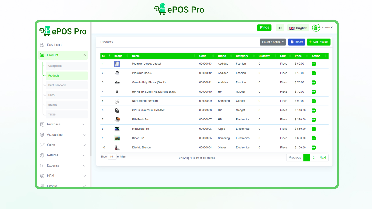 ePOS Pro - POS, HRM & Accounting with eCommerce Solution by razinsoft